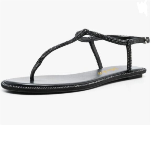 miss left | Shoes | Miss Left Black Rhinestone Tstrap Thong Sandals ...